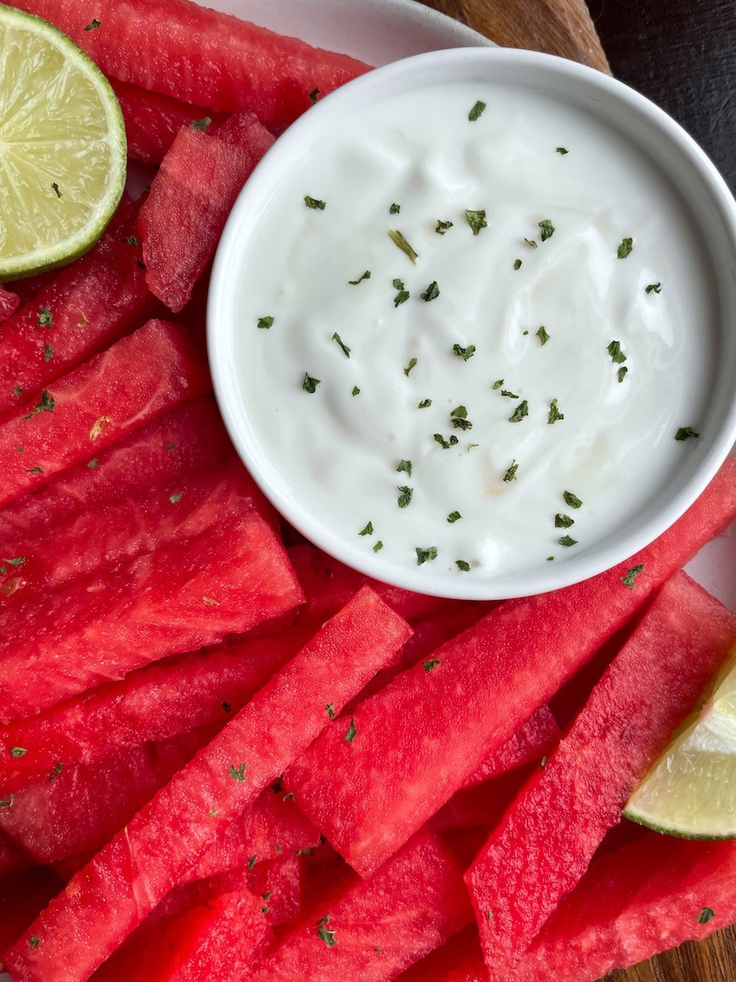 Watermelon Fries with Yogurt Dip - Choosing Balance