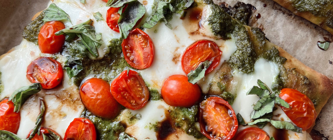 Caprese Pesto Flatbreads - Choosing Balance