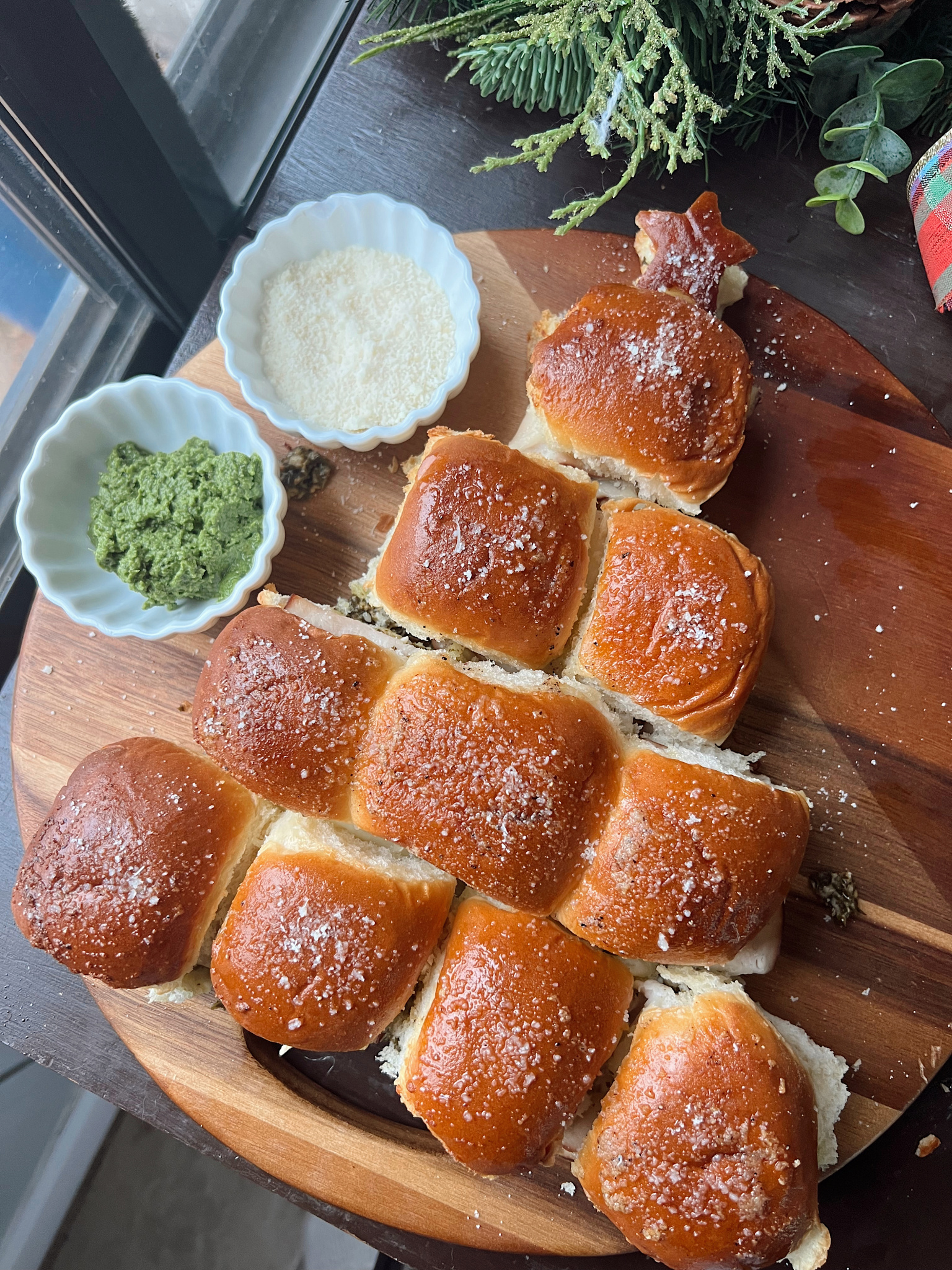 Pesto Christmas Tree Sliders - Choosing Balance