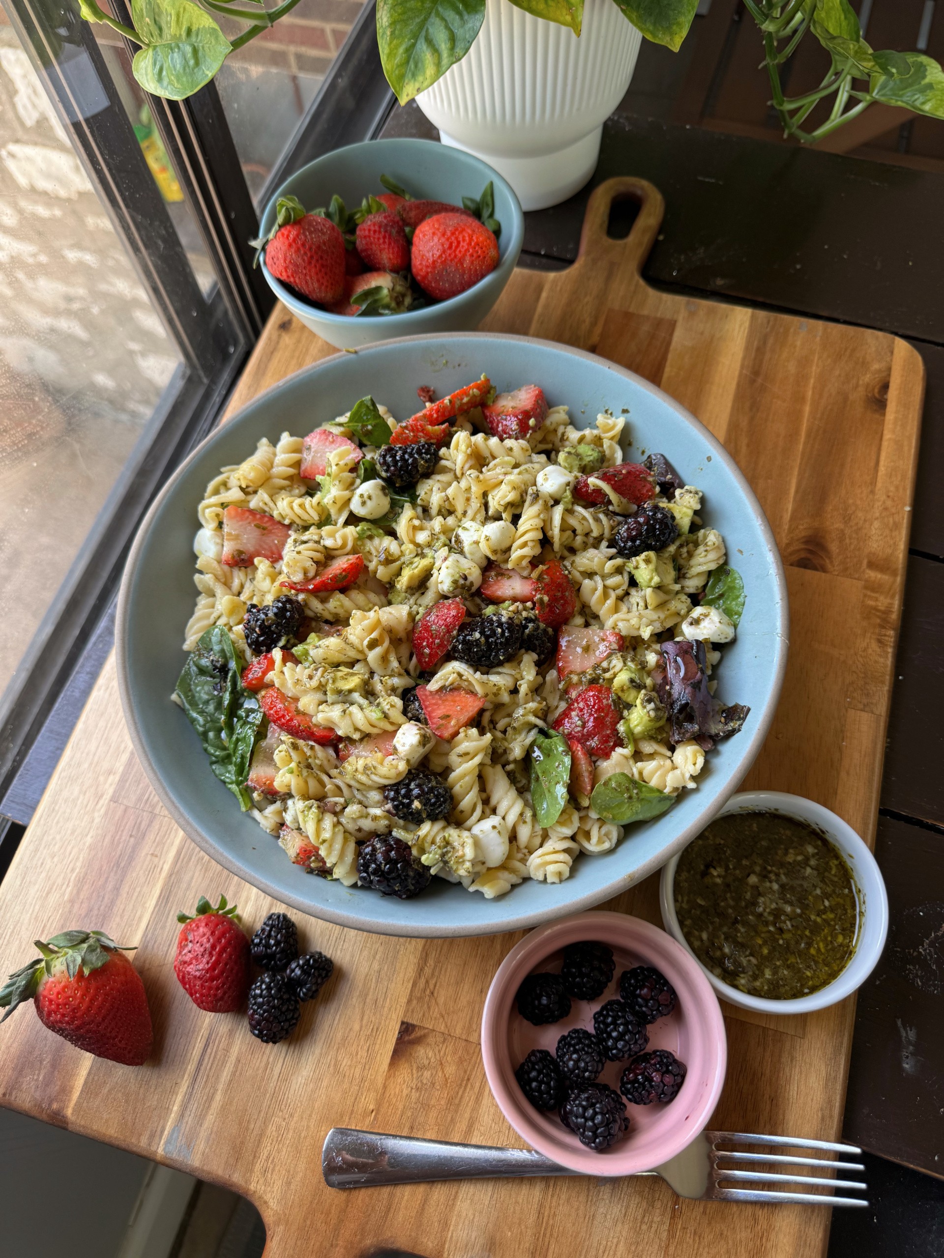 Berry Pesto Pasta Salad - Choosing Balance