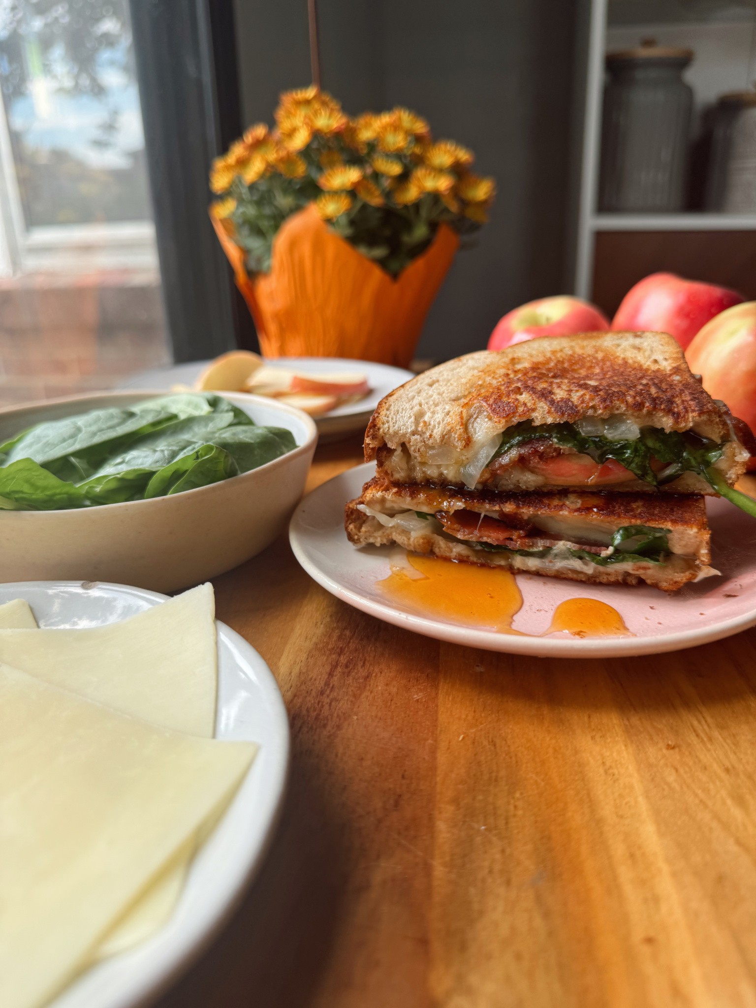 Apple, White Cheddar, & Hot Honey Grilled Cheese - Choosing Balance